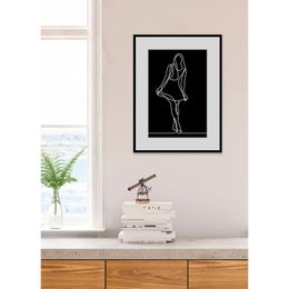 queence Bild &raquo;Jolina&laquo; Bilder von Frauen Frau Kunst Schwarz-Wei&szlig; 1 Stk. tlg. HD Premium Poster-Druck inkl. Holzrahmen schwarz Acrylglas, Holz, Papier