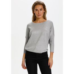 Saint Tropez Damen Rundhalspullover &raquo;A2561, MilaSZ R-Neck&laquo; Feinstrick mit Viskose, Casual Fit grau XS