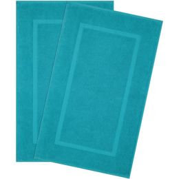 HAMMETEX Badematte &raquo;Hotelmatte, Duschvorleger&laquo; H&ouml;he 5 mm rutschhemmend beschichtet beidseitig nutzbar 2-teiliges Set, einfarbig, 100% Baumwolle blau 