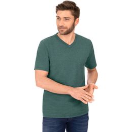 TRIGEMA T-Shirt »V-Shirt DELUXE Baumwolle«, 1 Stk. green-melange L L DELUXE-Single-Jersey