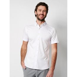 DESOTO Damen DESOTO Kurzarmhemd &raquo;Jerseyhemd Casual Modern Button Down halbarm&laquo; Flexibler Stretch wei&szlig; S, N-Gr