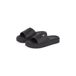 Tommy Hilfiger Pantolette &raquo;PLATFORM MONOGRAM POOLSLIDE&laquo;, Plateau, Sommerschuh, Badeschuh, Bequemschuh mit TH-Allover-Print schwarz 39 39 Pantolette...