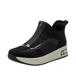 Rieker Damen Sneaker &raquo;Ready2GO&laquo; Plateauboots, Stiefelette, High-Top-Sneaker mit Vorderrei&szlig;verschluss schwarz 42