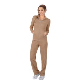 TRIGEMA Jogginganzug »Freizeitanzug mit Kristallsteinen« 2 Stk. nougat-melange XL XL Elastischer Feinripp