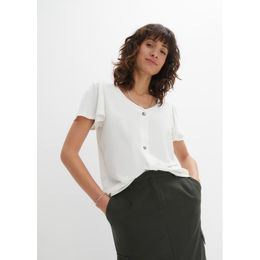 bonprix T-Shirt &raquo;Shirt mit Knopfleiste&laquo; Shirt mit Knopfleiste wollwei&szlig; 44/46 (L) 44/46 (L) T-Shirt mit Knopfleiste im eleganten Stil