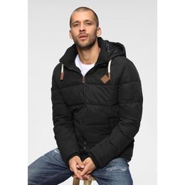 Bruno Banani Herren Steppjacke mit Kapuze leicht, wasserabweisend, modischer Stil, mit dekorativen Badges schwarz M (50)