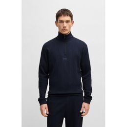 BOSS Sweatshirt »Structure 1/4 Zip«, mit feiner Struktur Dark Blue 403 L L Sweatshirt mit Stehkragen von BOSS