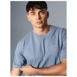 TRIGEMA T-Shirt »T-Shirt in Piqué-Qualität« 1 Stk. pearl-blue L L Gestickte TRIGEMA-Schwinge auf der Brust