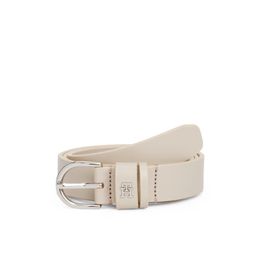 Tommy Hilfiger Ledergürtel »ESSENTIAL EFFORTLESS 2.5 cm breit SILVER« Einfachdornschließe, Metallemblem Classic Beige