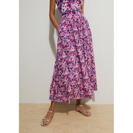 bonprix Sommerrock tiefviolett/fuchsiapink floral 44 44 Sommerrock als bequemer Maxi-Rock mit Bl&uuml;ten Print