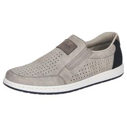 Rieker Slipper, Slip-on Sneaker, Loafer, Komfortschuh mit Gummizug für guten Sitz hellgrau-dunkelblau 46 46 Slipper mit luftdurchlässiger Perforation