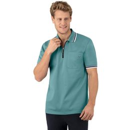 TRIGEMA Poloshirt &raquo;Poloshirt mit Rei&szlig;verschluss&laquo; 1 Stk. seegras L L DELUXE-Piqu&eacute;-Qualit&auml;t