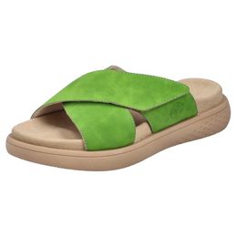 Rieker Pantolette Sommerschuh, Strandschuh, Hausschuh, Schlappen mit bequemem Fu&szlig;bett apfelgr&uuml;n 41 41 Sommerliche Pantolette mit &Uuml;berkreuzbandagen