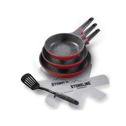 Stoneline Pfannen-Set 3-teilig mit abnehmbaren Griffen | ohne Deckel in Rubin rot | Gr.: onesize