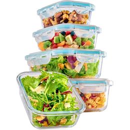 Praknu Glasbeh&auml;lter mit Deckel - 4er Set Frischhaltedosen - Stapelbar & | Gr.: onesize