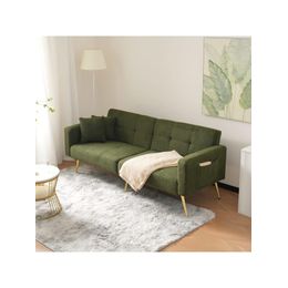 ABRIHOME Schlafsofa mit Bettfunktion und Kissen in Gr&uuml;n | Gr.: onesize