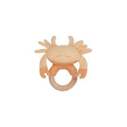 leevje Baby Rassel mit Holzring 'crab' in orange | Gr.: onesize