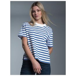 TRIGEMA Damen T-Shirt &raquo;TRIGEMA Cropped T-Shirt mit Ringelmuster&laquo; 1 Stk. blau XL