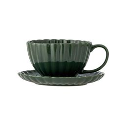 Bloomingville Tasse mit Untertasse LATINA Dunkelgr&uuml;n | Gr.: onesize