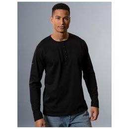 TRIGEMA Herren Longsleeve &raquo;TRIGEMA Langarmshirt mit Knopfleiste&laquo; 1 Stk. schwarz S