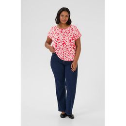 Kaffe curve Kurzarm-Bluse KCbella Loose fit in True Red/Chalk Flower Print | Gr.: 46