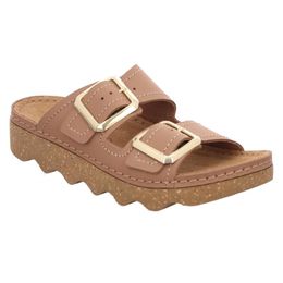 Rohde Pantolette &raquo;FOGGIA&laquo; Sommerschuh, Hausschuh, Strandschuh, Schlappen mit Softfu&szlig;bett hellbraun 41 41 Mit zwei regulierbaren Schnallenverschl&uuml;ssen