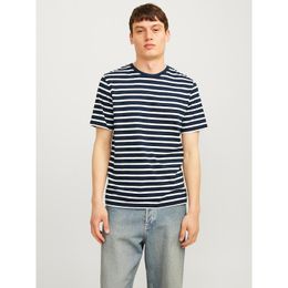 Jack & Jones JACK & JONES Rundhalsshirt »JJEORGANIC BASIC TEE SS O-NECK NOOS« mit Rundhalsausschnitt Navy Blazer Stripes:Cloud Dancer XL XL Herren-T-Shirt von...
