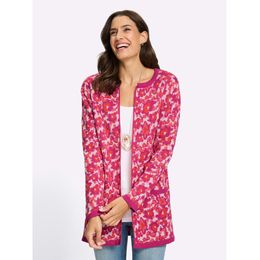 WITT WEIDEN Jacquard-Strickjacke in fuchsia-koralle-gemustert | Gr.: 38