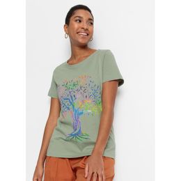 bonprix Damen bonprix T-Shirt &raquo;Bedrucktes T-Shirt aus Baumwolle&laquo; Bedrucktes T-Shirt aus Baumwolle gr&uuml;n 48/50 (XL)