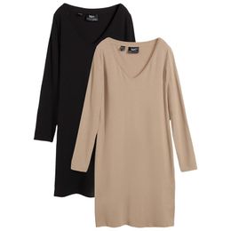 bonprix Jerseykleid &raquo;Jerseykleid aus Viskose (2er Pack)&laquo; Packung, 2, 2 Stk. tlg. Jerseykleid aus Viskose (2er Pack) taupe+schwarz 48/50 (XL) - N-Gr...