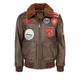 Top Gun Lederjacke TG20201007 in dunkelbraun | Gr.: 3XL