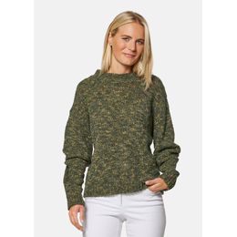 Madeleine Mode MADELEINE Pullover mit Stehkragen in khaki / multicolor | Gr.: 36