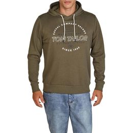 Tom Tailor Pullover Printed Hoodie in Oliv | Gr.: L