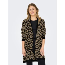 Only Strickjacke &raquo;ONLJADE ANIMAL AO LS CARDIGAN RP KNT&laquo; Black Pattern:Toasted Coconut Leo S S Gestrickter Cardigan von Only