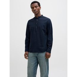 Jack & Jones JACK & JONES Langarmhemd &raquo;JJESUMMER HALF PLACKET SHIRT LS SN&laquo; mit Bandkragen Navy Blazer L - N-Gr N-Gr L Cooles Hemd von Jack & Jones