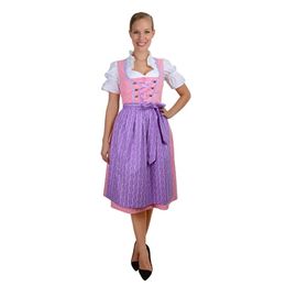 Edelnice Midi Dirndl 3-teilig Streublümchen in rosa, weiß, lila | Gr.: 38