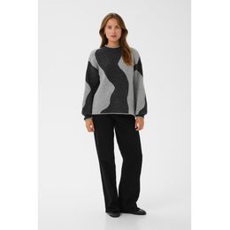 Kaffe Strickpullover KAwilma Regular fit in Grey Abstract Pattern | Gr.: XS