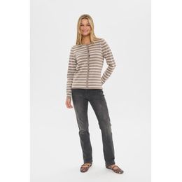 Saint Tropez Strickjacke MilaSZ Gerade Passform in Atmos Gray Morn Stripe | Gr.: L