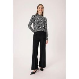 Soaked in Luxury Langarm-Shirt SLHanadi Gerade Passform in Black and White Animal Print | Gr.: XS
