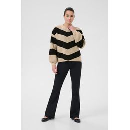 Kaffe Strickpullover KAverana Baggy fit in Feather Gray M./Black Stripe | Gr.: XS