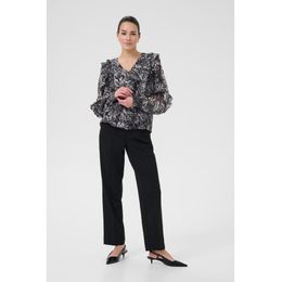 Kaffe Langarm-Bluse KAalica Regular fit in Black/Grey Abstract Graphic | Gr.: 46