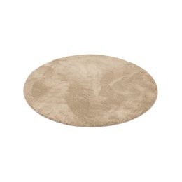 Pergamon Super Soft Kinder Hochflor Teppich Silky Kids Rund in Beige | Gr.: 120 x 120 cm