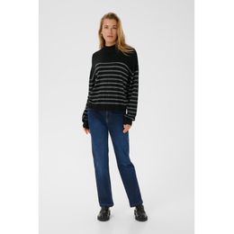 Kaffe Strickpullover KAlizz Loose fit in Black / Silver Stripe | Gr.: L