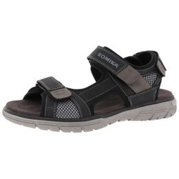Romika Sandale, Sommerschuh, Trekkingsandale, Herrensandale mit Klettverschl&uuml;ssen schwarz-taupe 43 43 Outdoor-Sandale mit Kontrastn&auml;hten und Logo