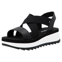 RIEKER SPORT Plateausandale Riemchensandalette, Sommerschuh, Schlupfschuh mit Gummizügen schwarz 38 38 Sandale mit elastischen Überkreuzbandagen
