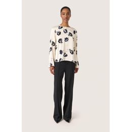 Soaked in Luxury Langarm-Bluse SLErwina Gerade Passform in Black and White Flower Print | Gr.: L