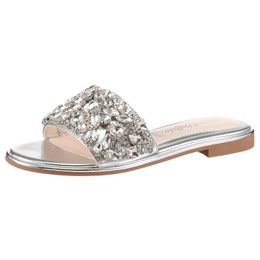 Buffalo Pantolette &raquo;KIRA SLIDE&laquo;, Sommerschuh, Strandschuh, Partypantolette mit Schmuckelementen silberfarben 42 42 Glitzernder Sommerschuh mit...