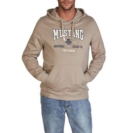 Mustang Pullover Printed Hoodie Bennet in Beige | Gr.: 3XL