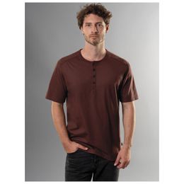 TRIGEMA T-Shirt »T-Shirt mit Knopfleiste DELUXE Baumwolle« 1 Stk. kastanie L L DELUXE-Single-Jersey