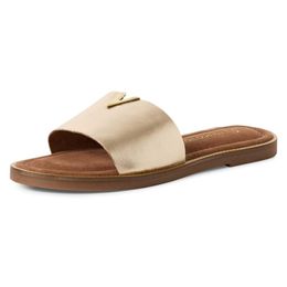Marco Tozzi Pantolette, Flats, Sommerschuh mit edlem Schmuckelement goldfarben 37 37 Basic Pantolette zum leichten Schlupfen